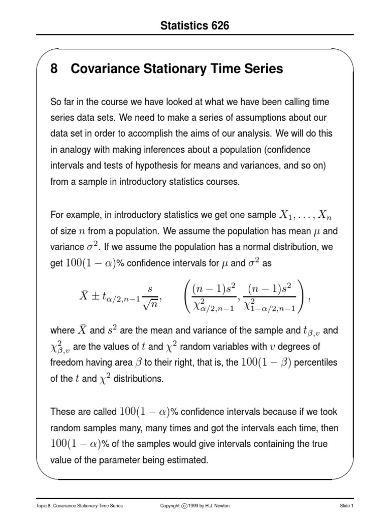 8 Covariance Stationary Time Series: Statistics 626 | PDF | Covariance ...