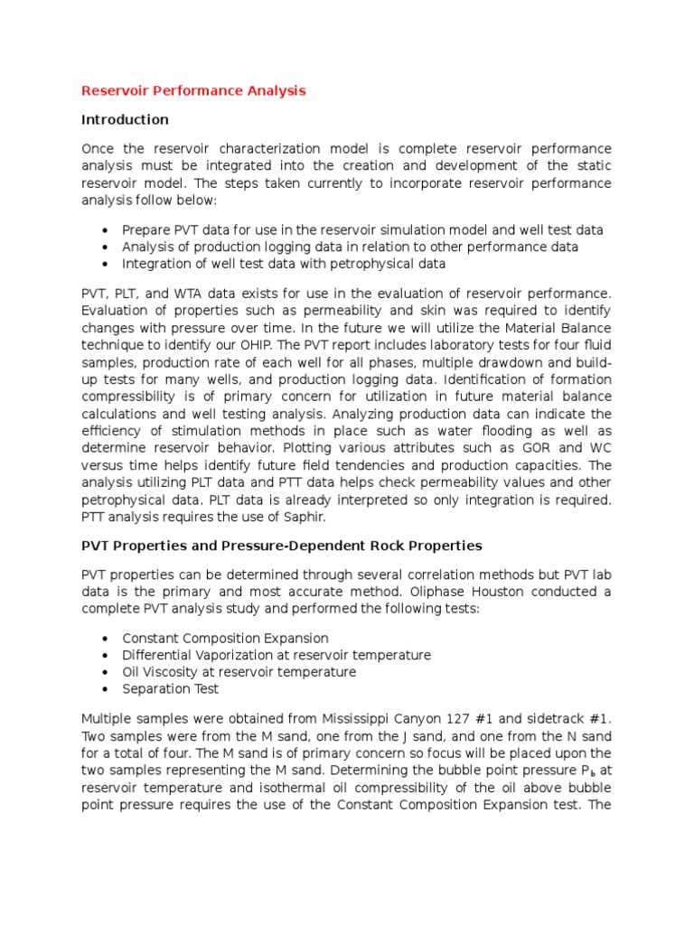 Reservoir Performance Analysis Guide | PDF | Petroleum Reservoir ...