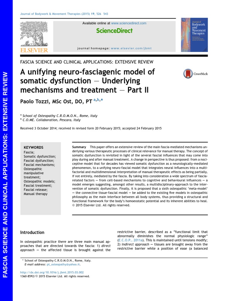 Unifying Neuro-Fasciagenic Model of | PDF | Somatosensory System ...