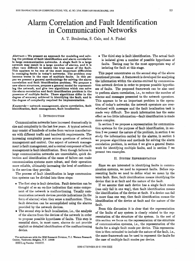 Alarm Correlation and Fault Identification | PDF | Phrase | Computer ...