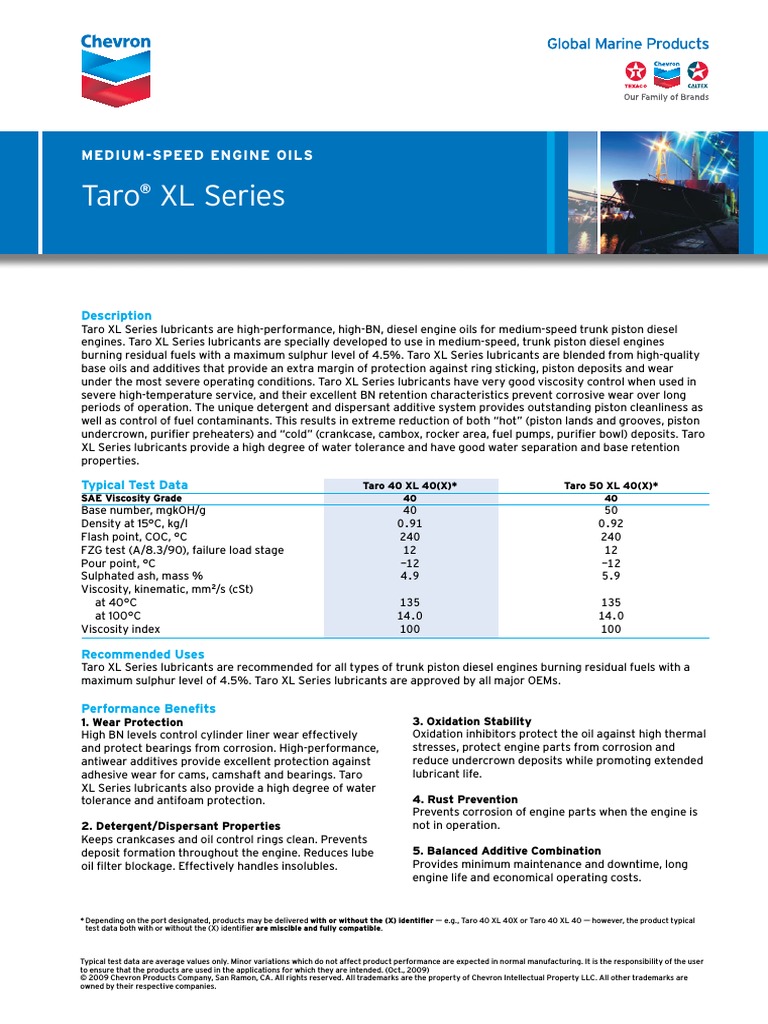 Chevron Taro XL Series | PDF | Motor Oil | Lubricant