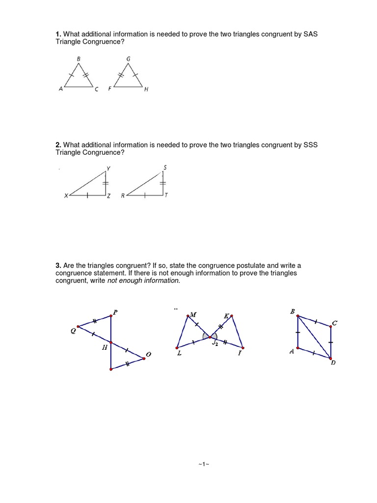 Sss and Sas Quiz | PDF | Euclid | Euclidean Geometry