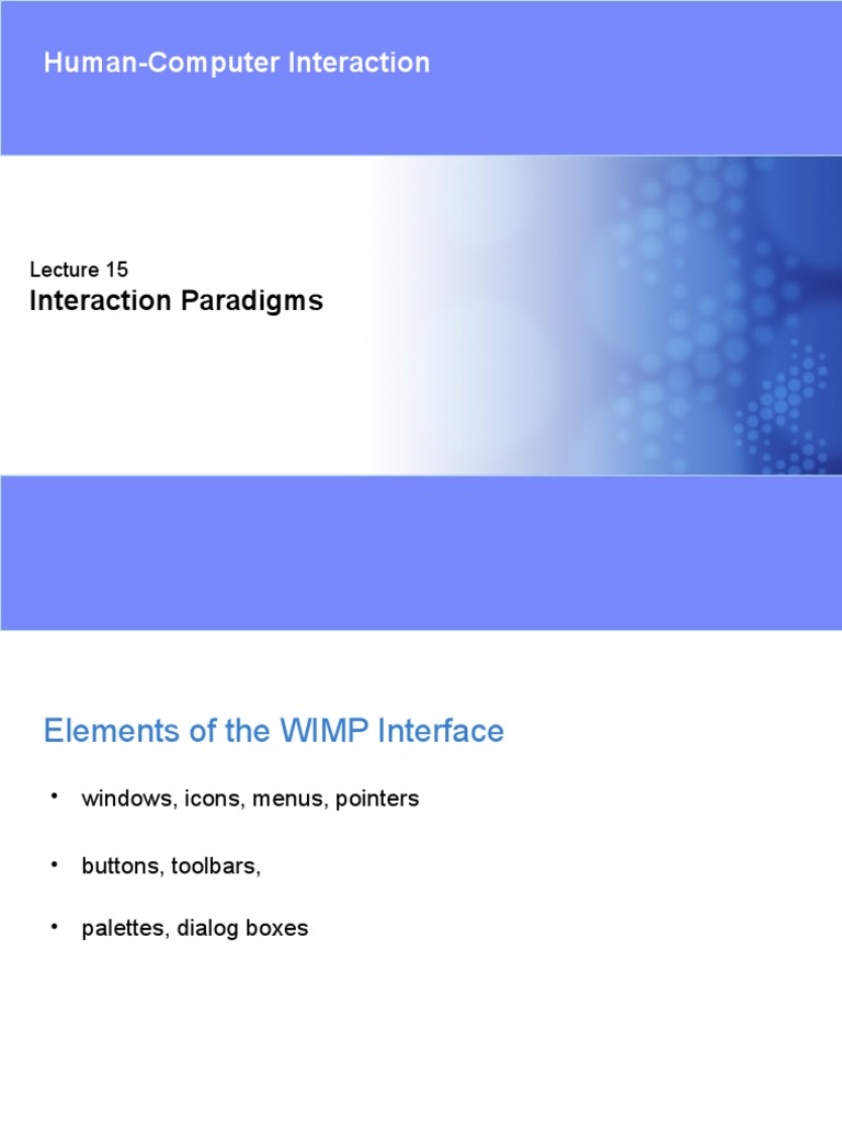 HCI: Understanding WIMP Interfaces | PDF | Graphical User Interfaces | Menu (Computing)