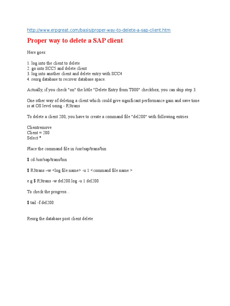 Client Deletion at OS Level | PDF