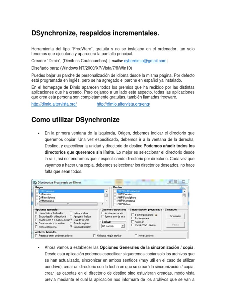 Guía de DSynchronize para Windows | PDF | Windows XP | Archivo de computadora