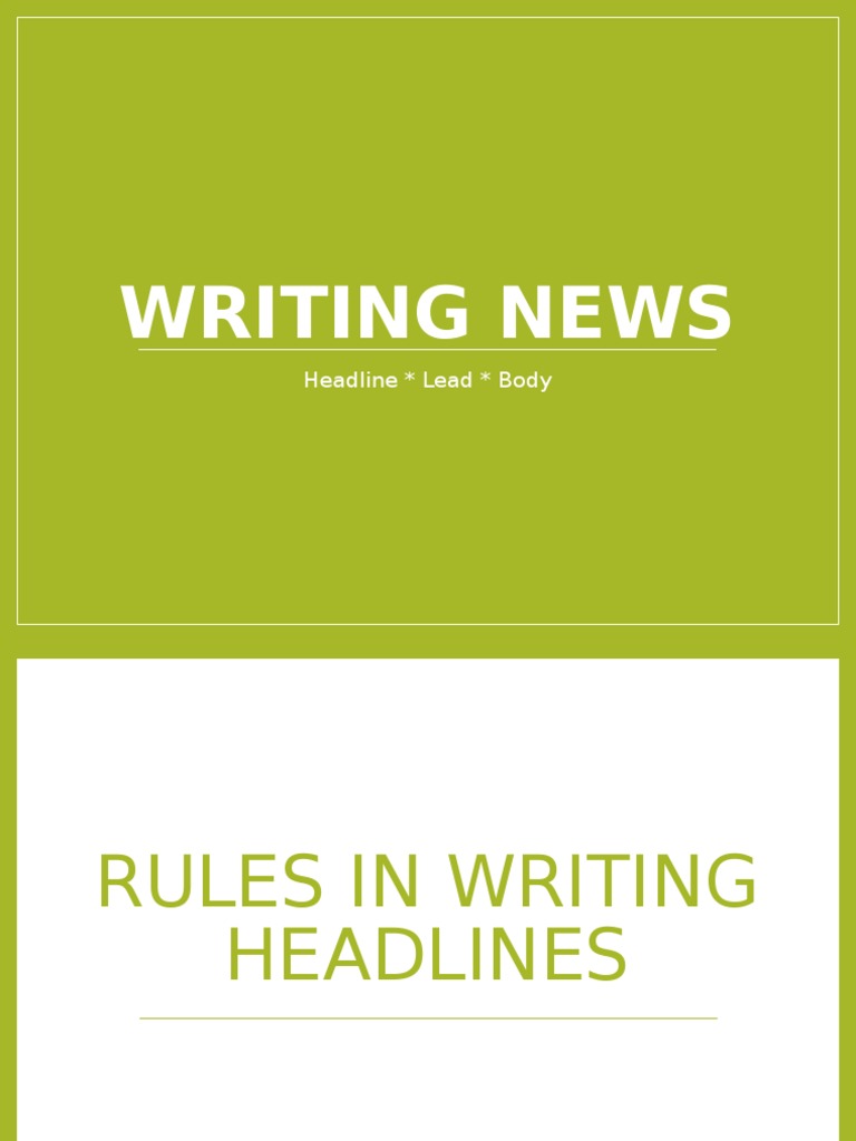 Writing News: Headline Lead Body | PDF | Verb | Linguistic Morphology