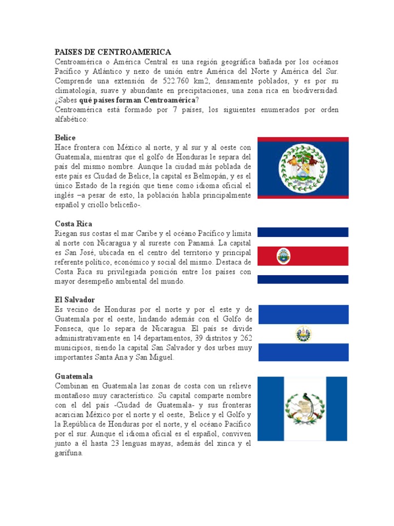 Paises de Centroamerica | Centroamérica | Américas