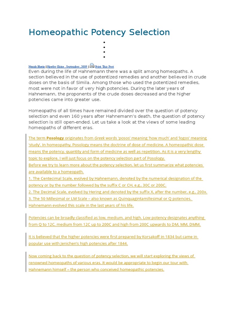 Homeopathic Potency Selection: Hpathy Ezine, September, 2009 Print This ...
