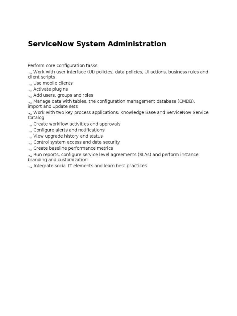 ServiceNow System Administration | PDF