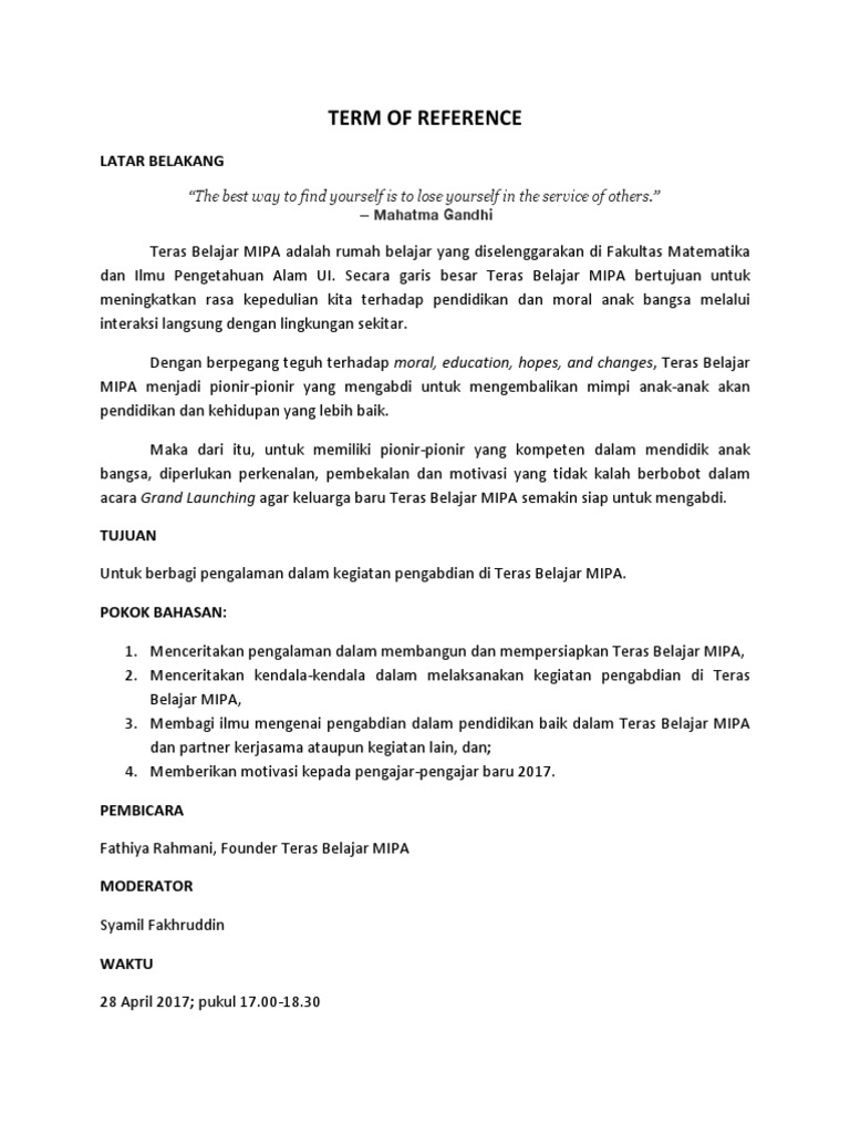 Term of Reference | PDF