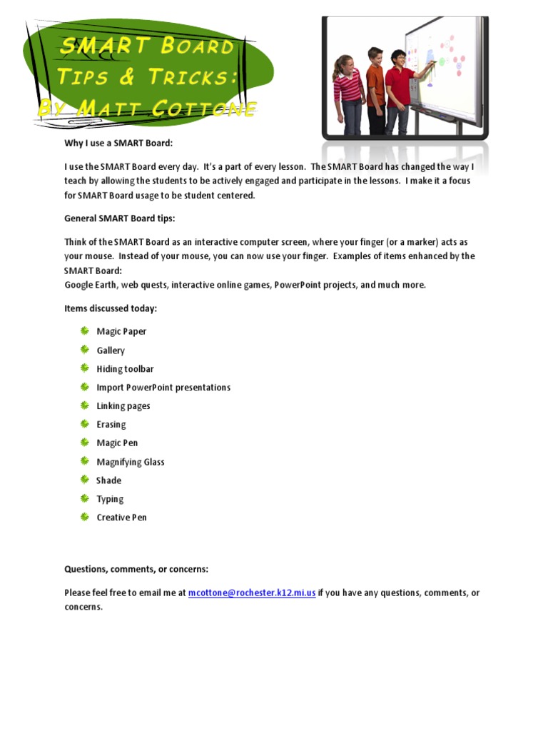 Smartboard Handout Stoney | PDF