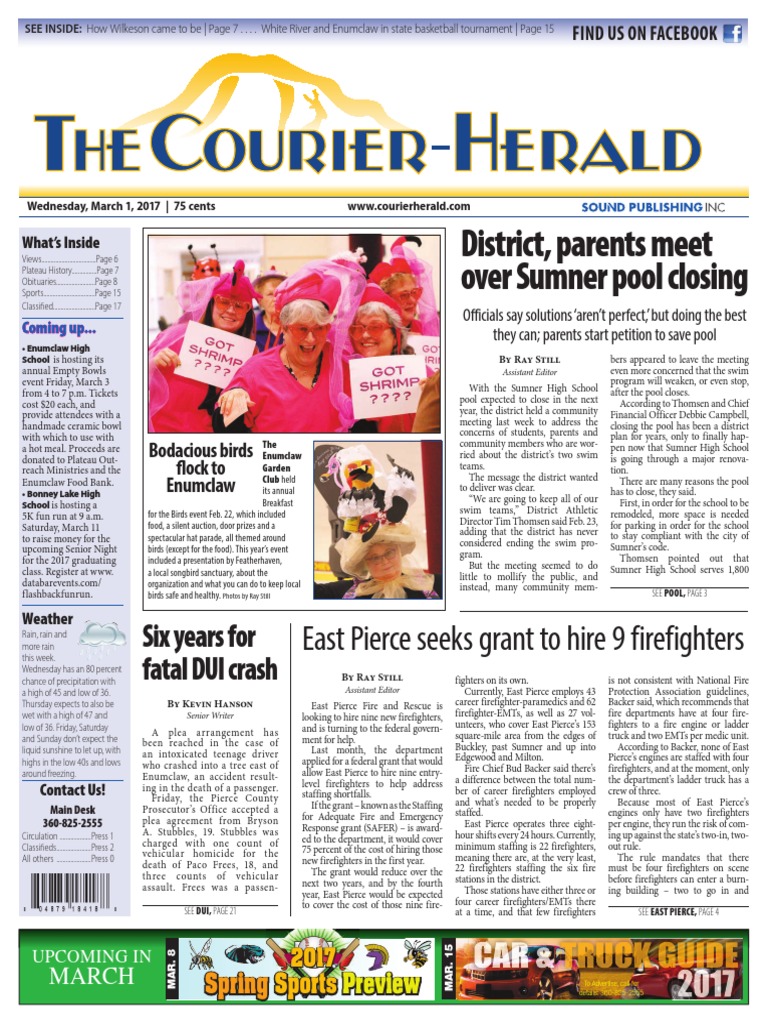 Sumner Pool Meeting (Courier-Herald 4-1-17) | PDF | Swimming Pool ...