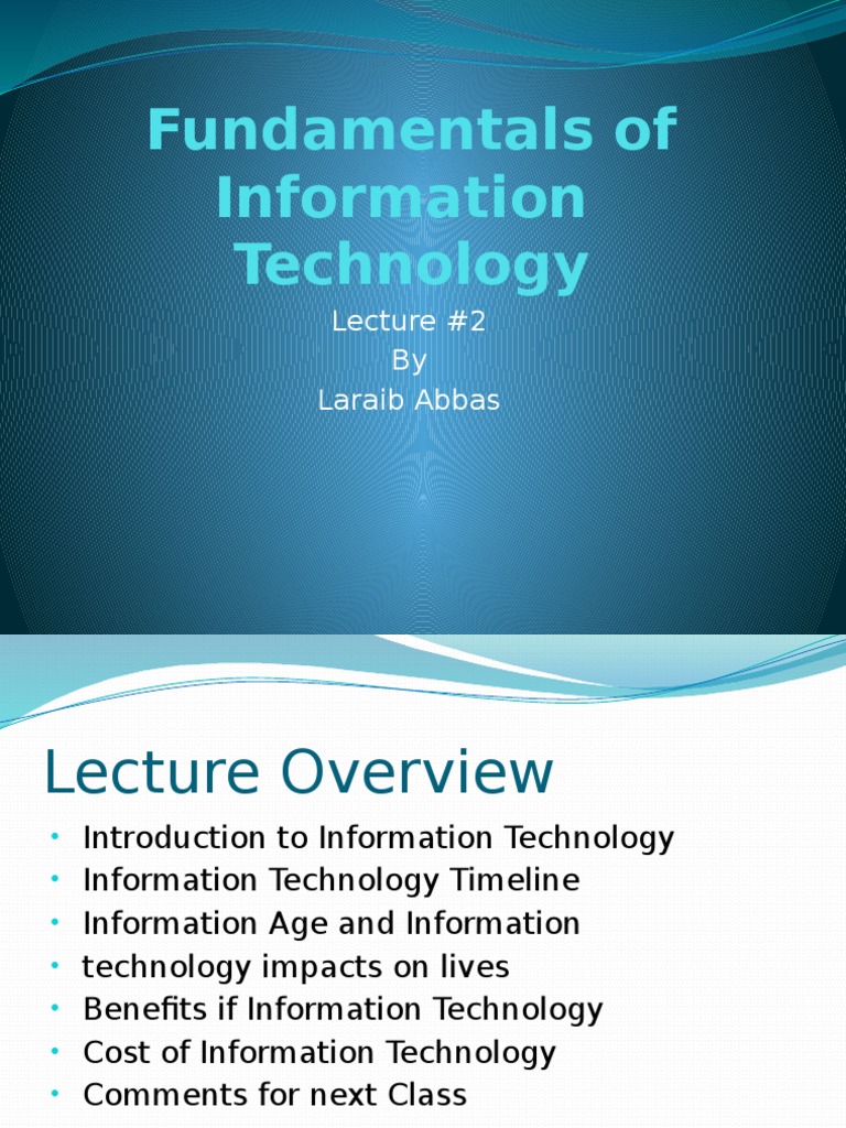 Fundamentals of Information Technology: Lecture #2 by Laraib Abbas ...