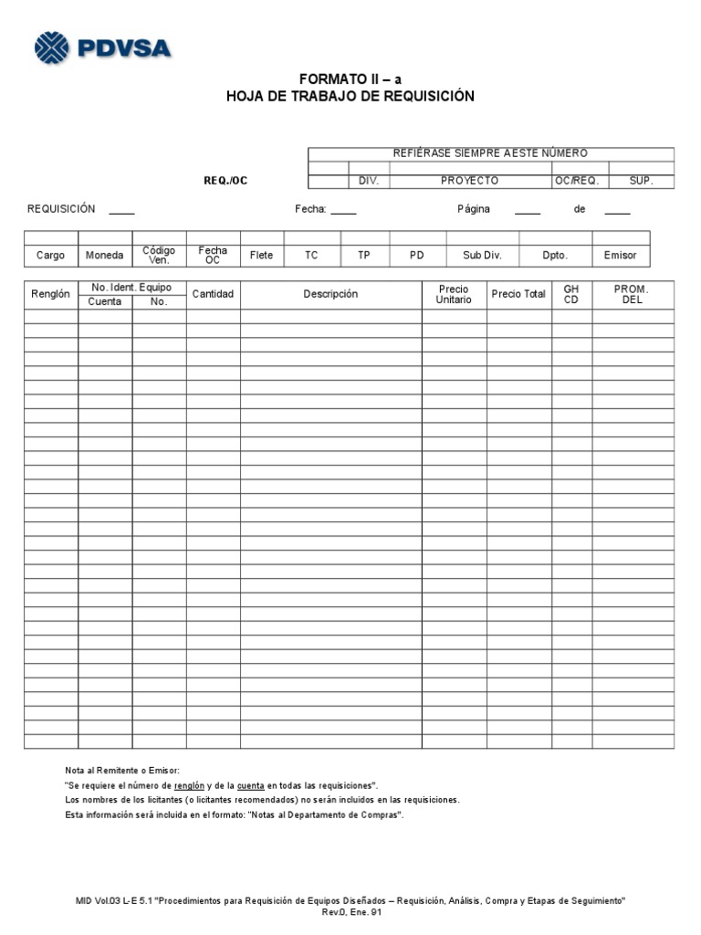 Formato Ii - A Hoja de Trabajo de Requisición: Req./Oc | PDF | Business