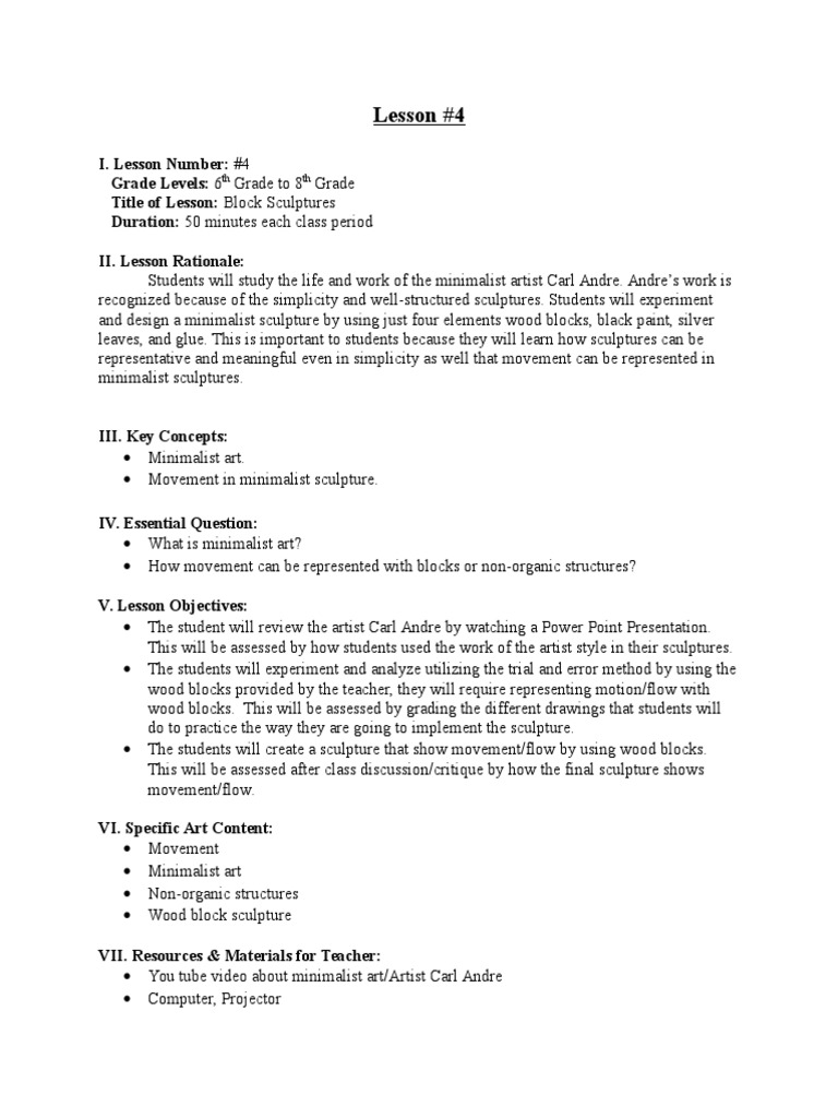 Lesson4 Wood Block Sculptures | Download Free PDF | Classroom | Design