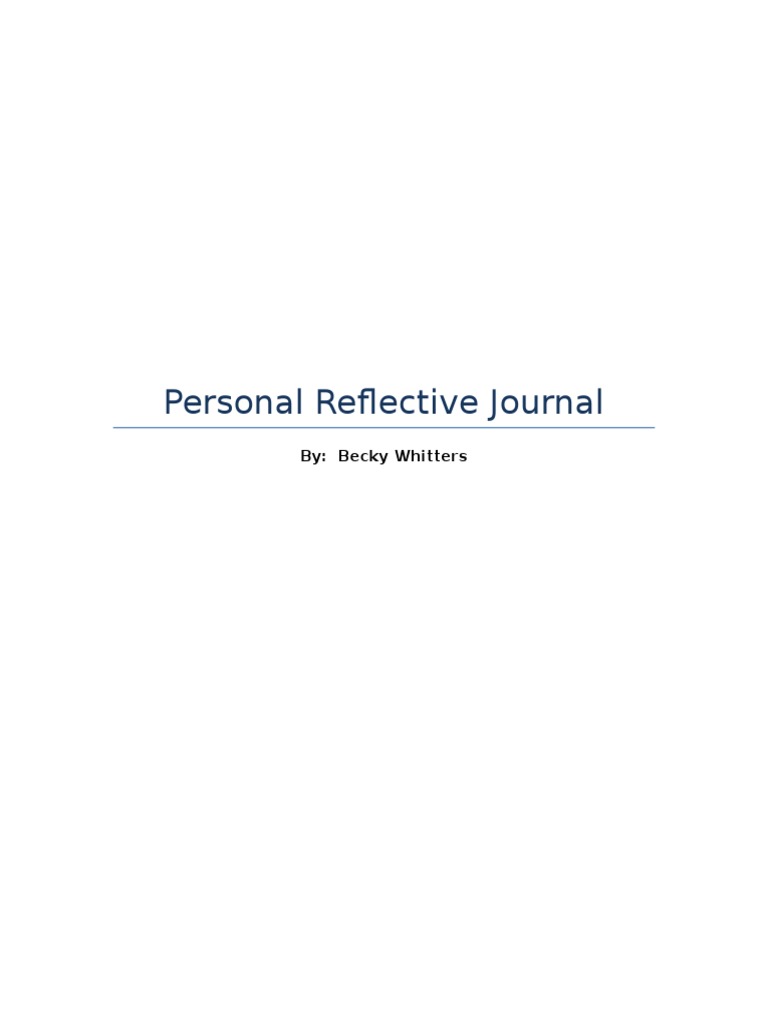 Personal Reflective Journal - Becky Whitters | PDF | Teachers ...