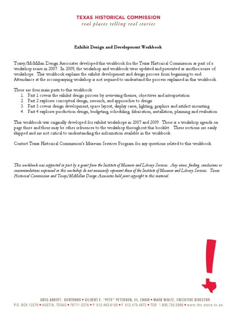 2015 LR Museum Services Exhibit Development Workbook With Introduction ...