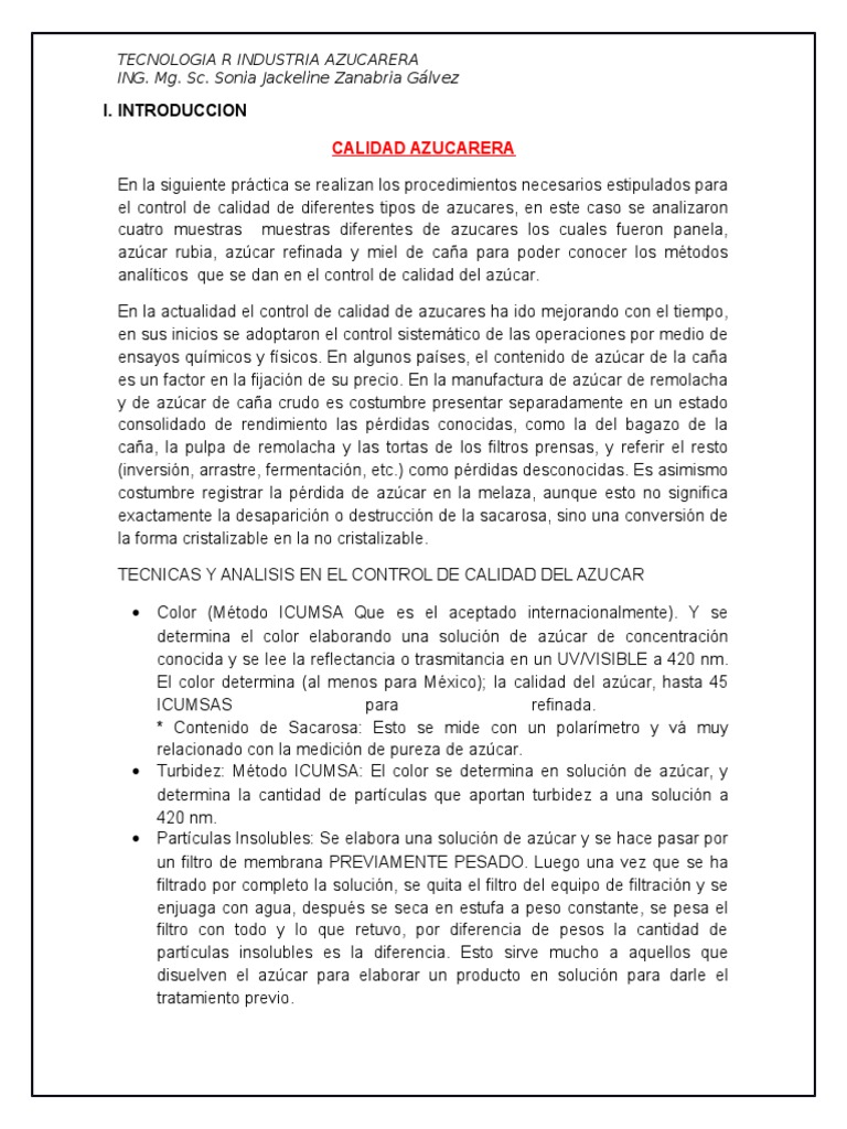 Control de Calidad en El Azucar | PDF | Melaza | Azúcar
