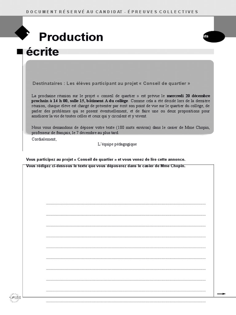 Delf B1 Production Ecrite | PDF | Art