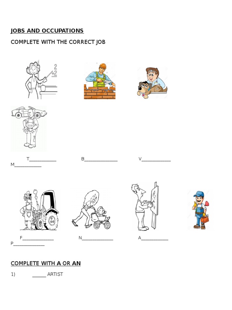 Complete With The Correct Job: Jobs and Occupations | PDF