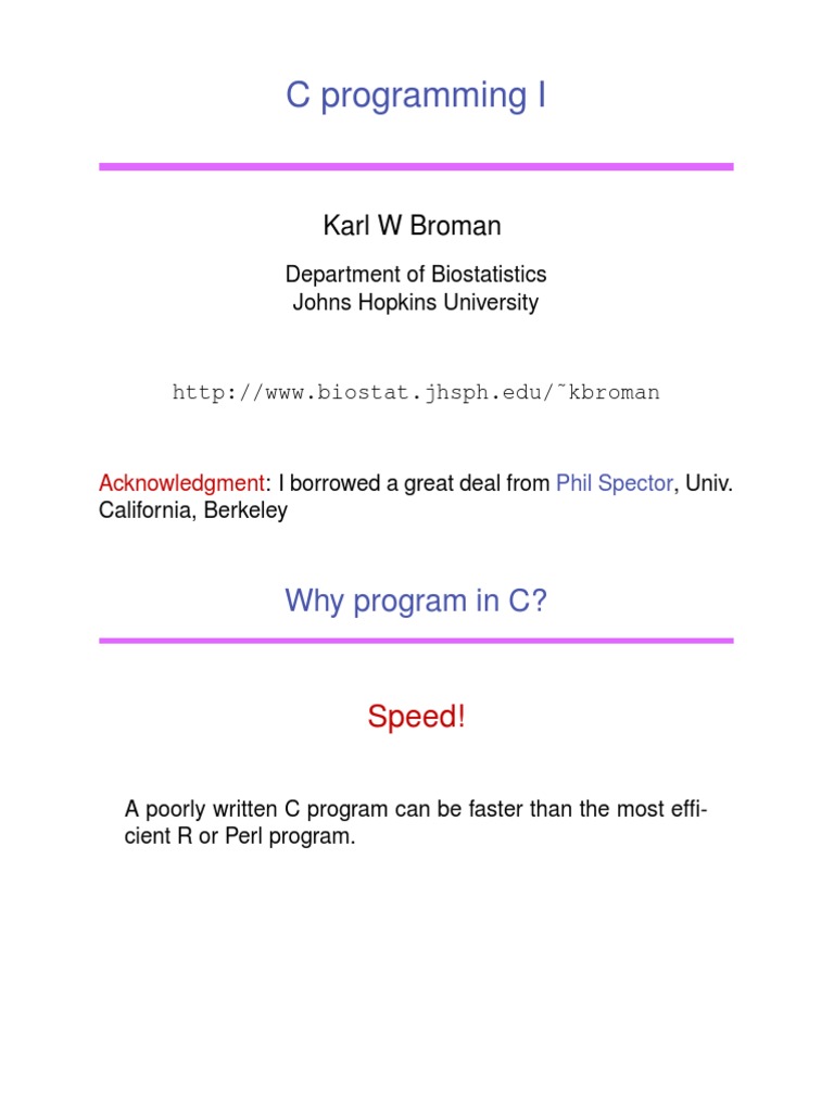 C Programming I - Karl W Broman | PDF | Pointer (Computer Programming) | Control Flow