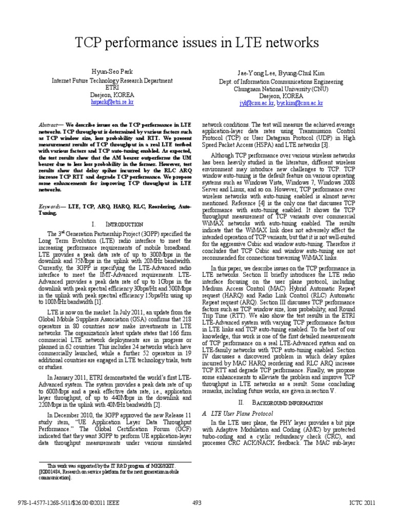 Tcp Performance Issues In Lte Networks Pdf Pdf Transmission Control