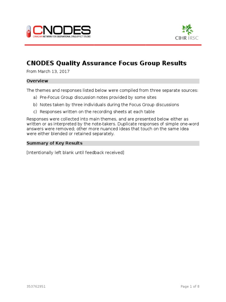 2017-03-13 Cnodes Qa Focus Group Results Draft | PDF | Communications ...
