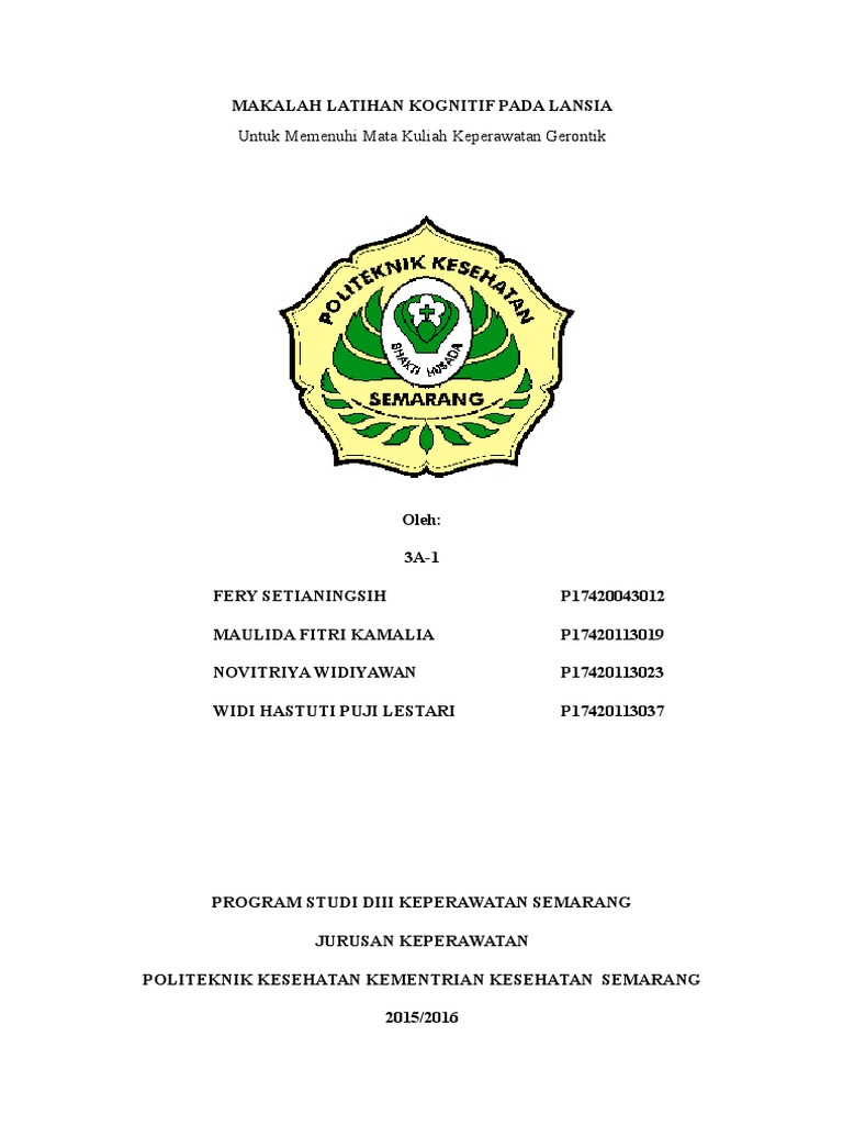 Makalah Latihan Kognitif Pada Lansia | PDF Makalah Latihan Kognitif Pada Lansia | PDF