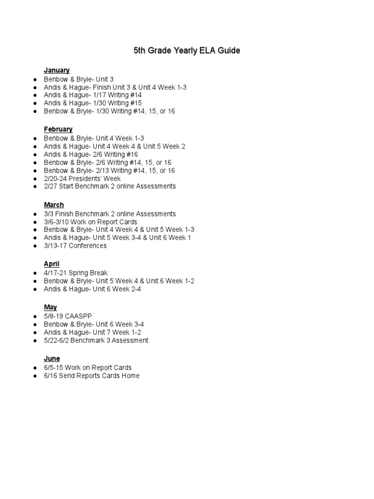 5 Thgradeyearlyelaguide | PDF