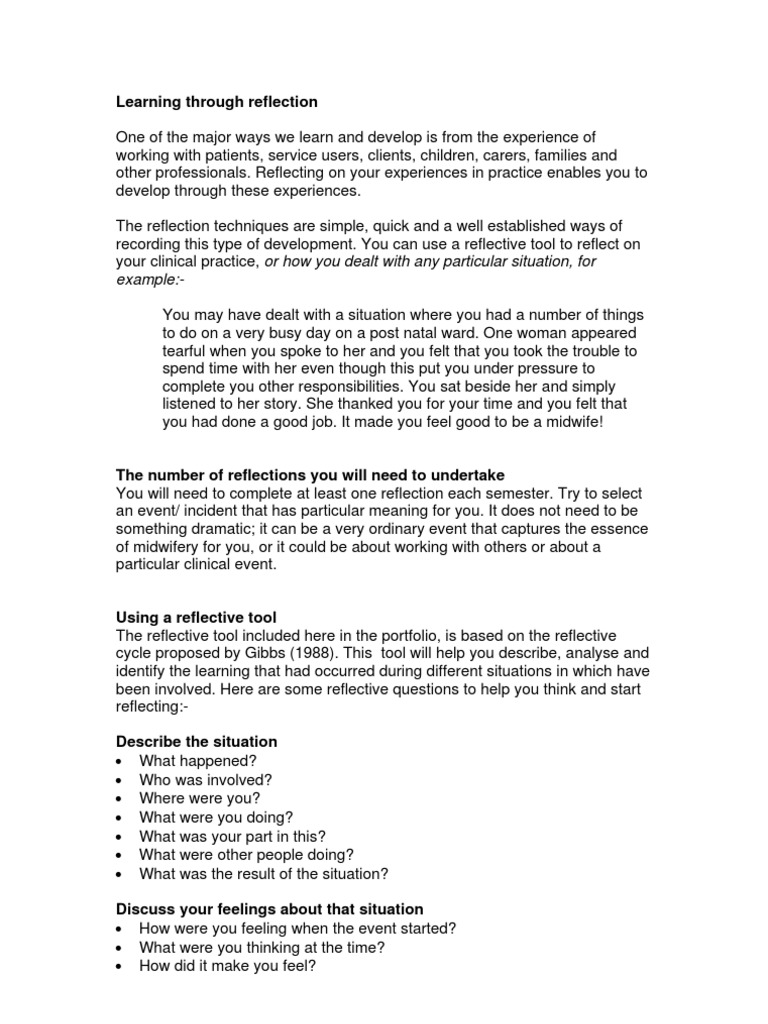 Learning Through Reflection Paul 2007 | PDF | Reflective Practice ...