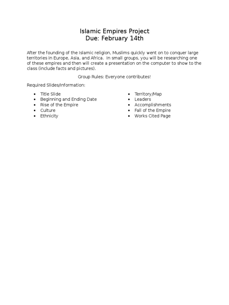 Islamic Empires Research Project Guide | PDF | Monotheistic Religions ...