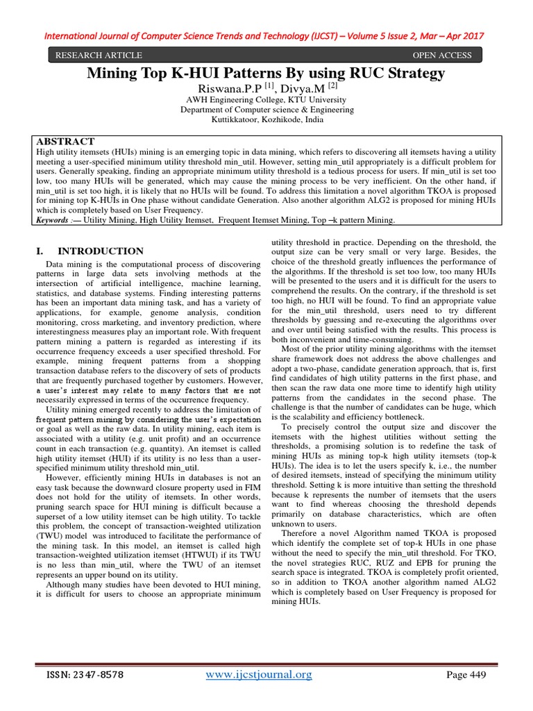 Mining Top K-HUI Patterns Efficiently | PDF | Data Mining | Data