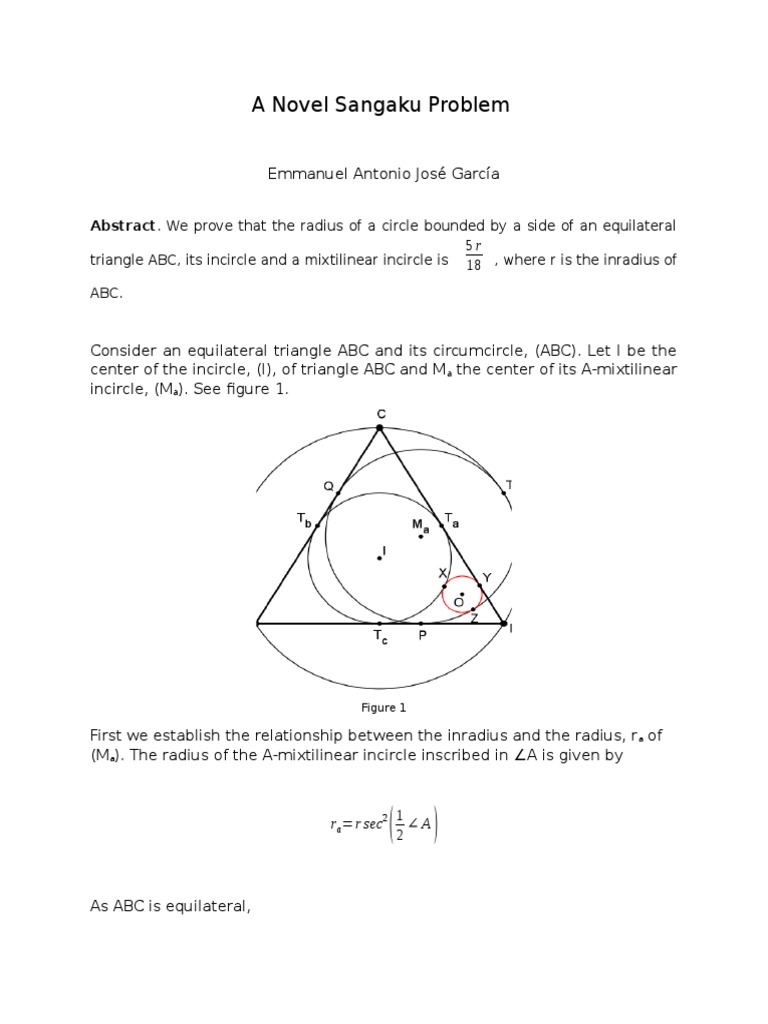 A Novel Sangaku Problem | PDF | Euclidean Plane Geometry | Geometric ...