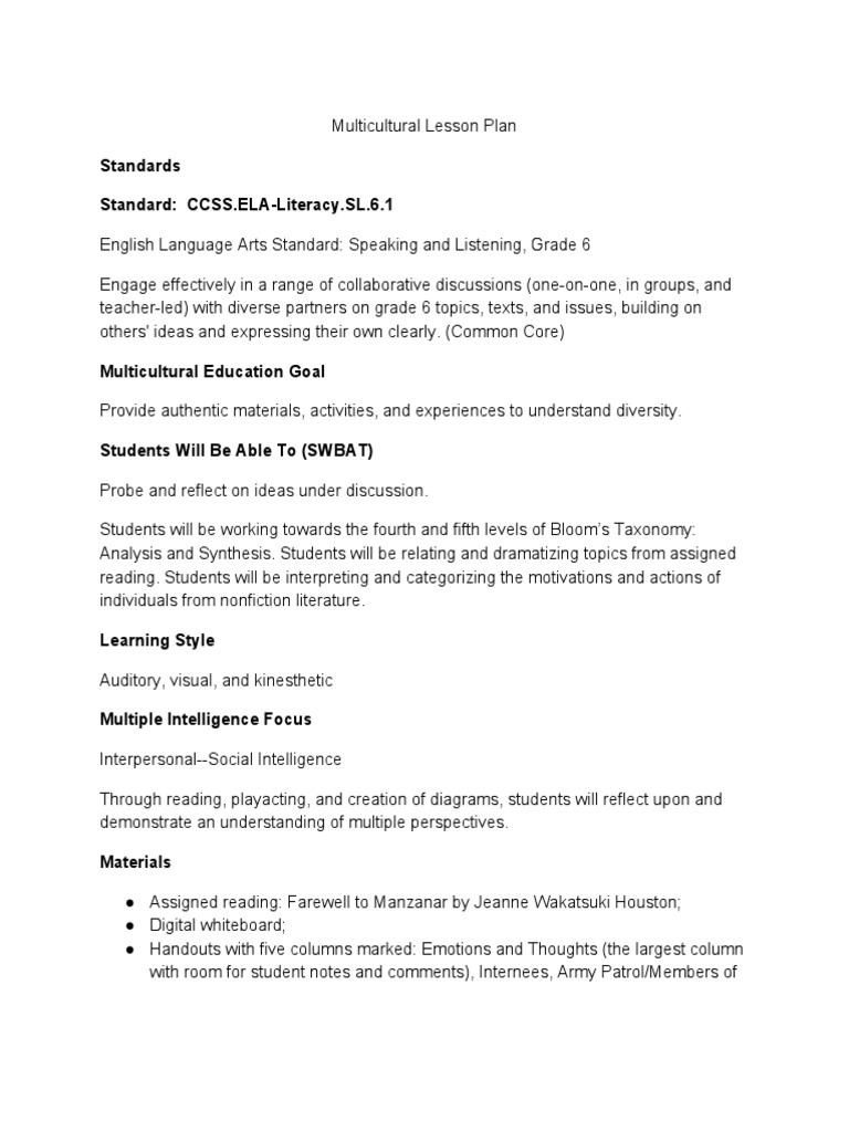 Edu280 Lessonplanportfolioartifactiii | PDF | Lesson Plan | Learning Styles