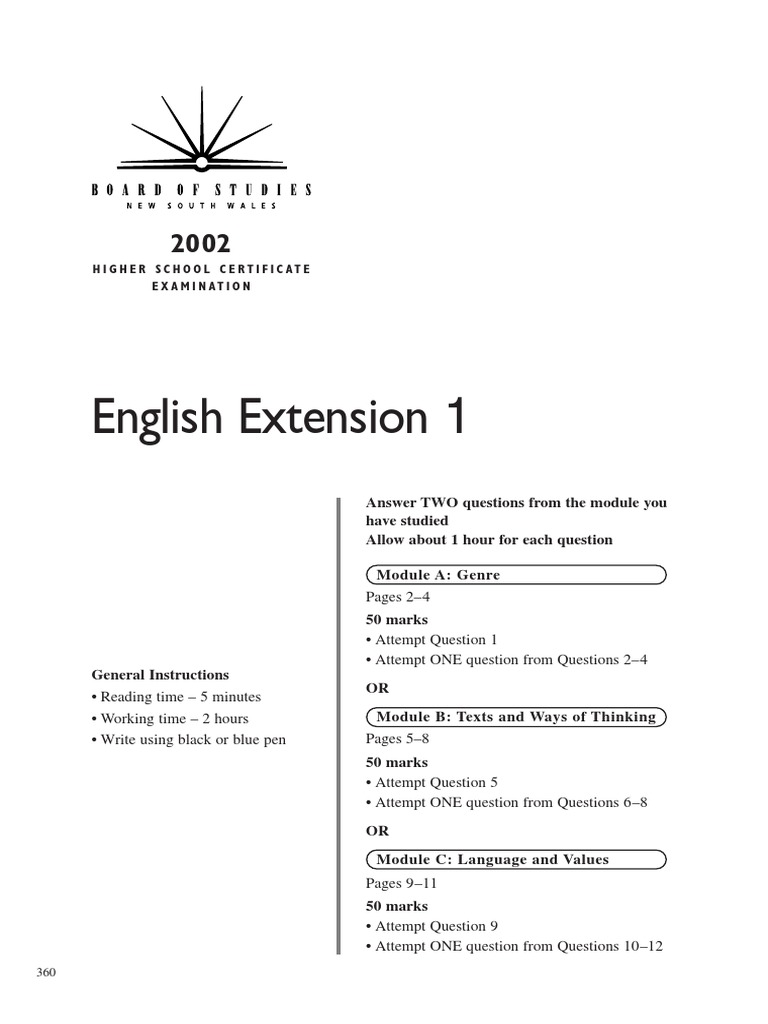 English Extension 1: Higher School Certificate Examination | PDF | Poetry
