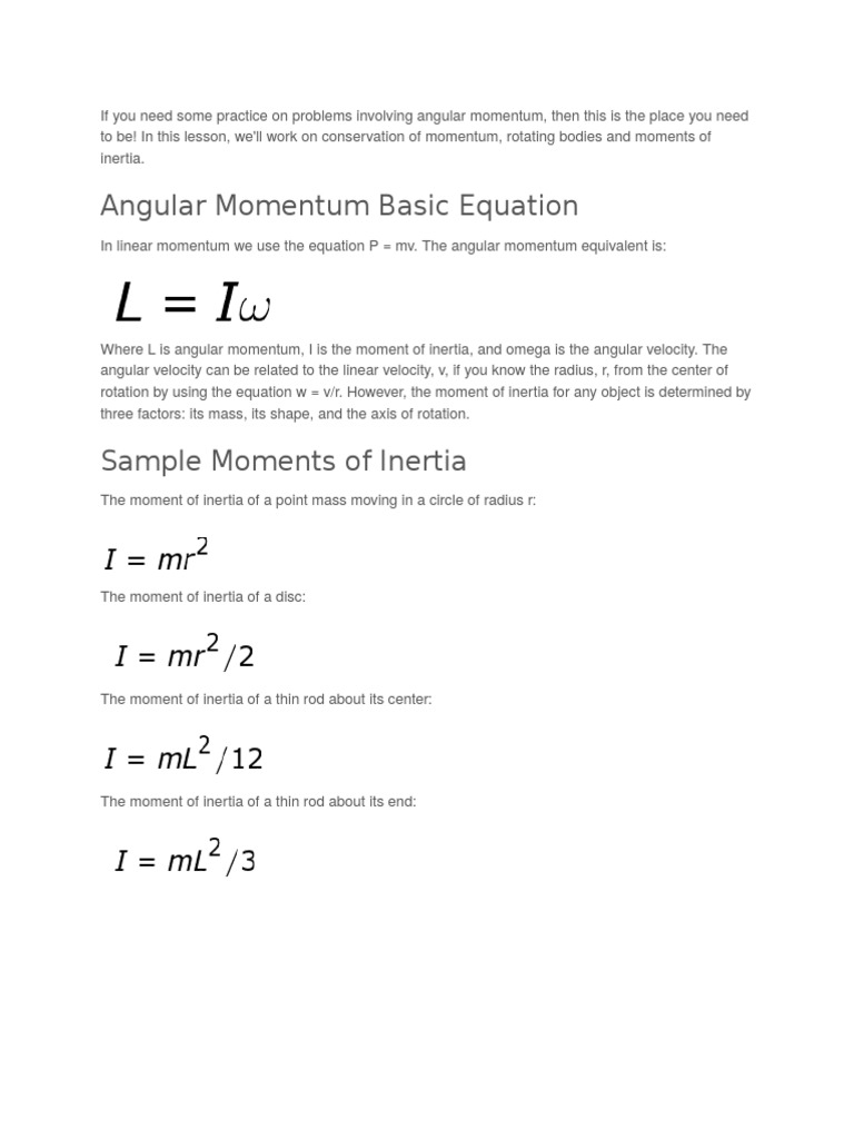 Angular Momentum Practice Problems | PDF | Language Arts & Discipline ...