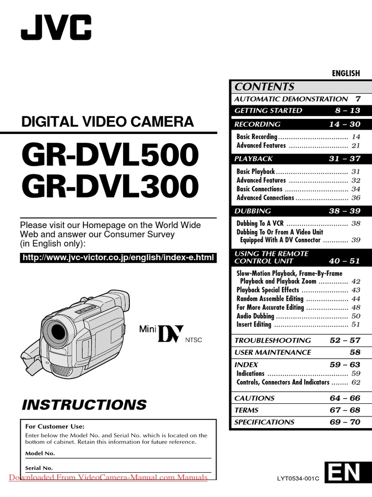 JVC Gr-dvl300 Minidv | PDF | Battery Charger | Ac Power Plugs And Sockets