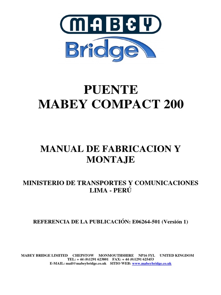 Manual de fabricación y montaje del Puente Mabey Compact 200: Detalles ...