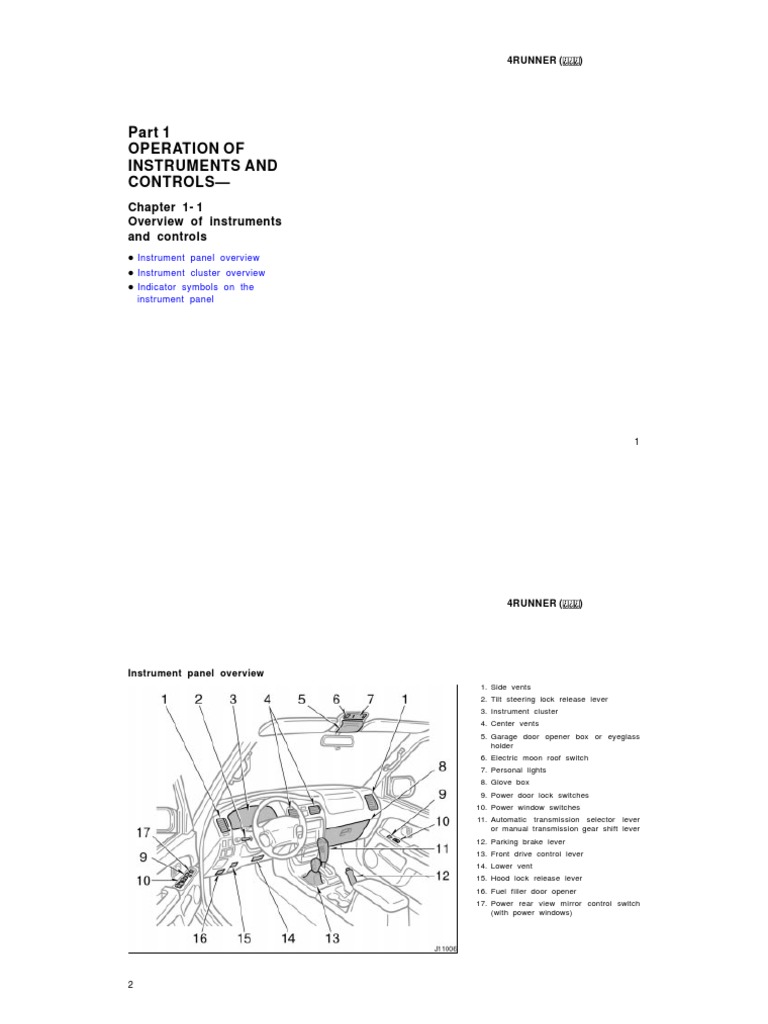 Toyota 4runner - Part 1 - Chapter 1-1 - Manual | PDF | Transmission ...