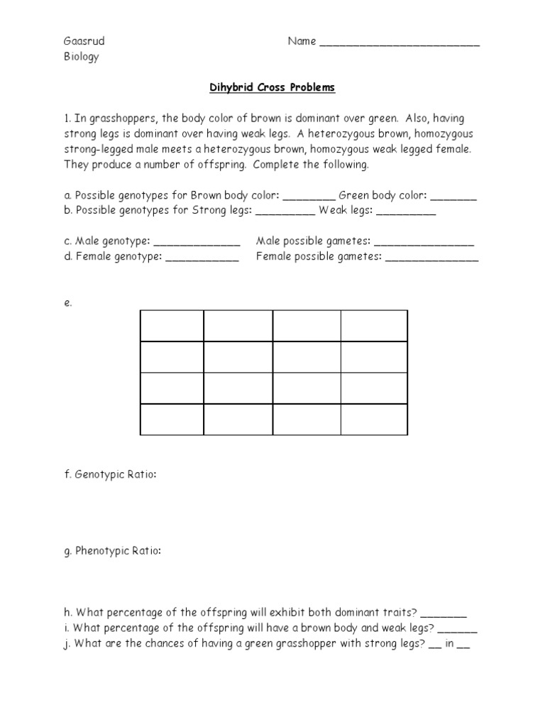 Dihybrid Genetic Problems | PDF | Dominance (Genetics) | Genotype