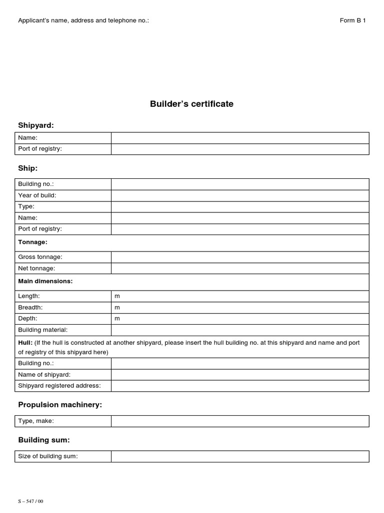 Builder's Certificate for Ship Construction | PDF | Business