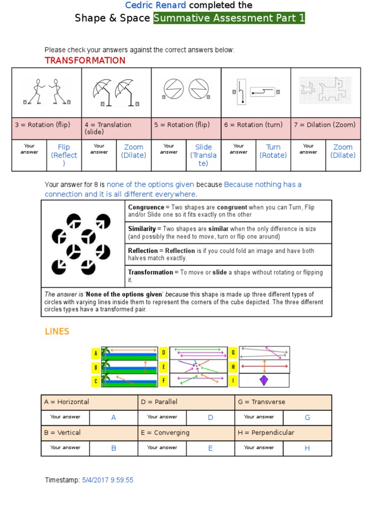 Shape & Space: Summative Assessment Part 1 | Download Free PDF | Shape ...
