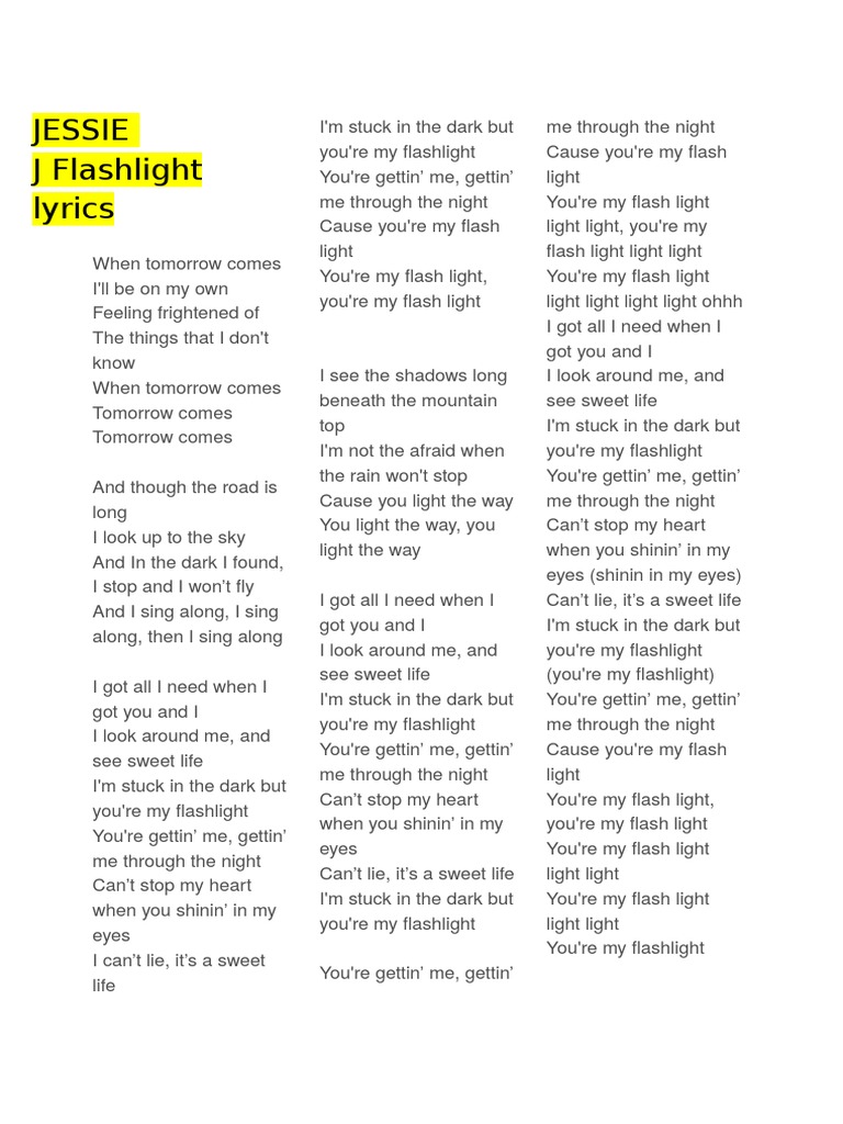 Jessie J Flashlight Lyrics | PDF | Flashlight | Consumer Goods