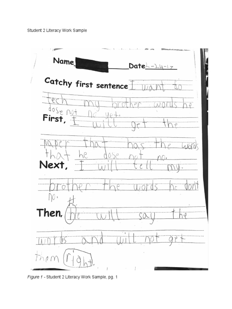Student 2 Literacy Work Sample 4 | PDF