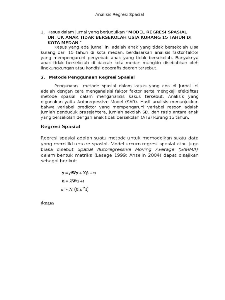 Analisis Regresi Spasial | PDF Analisis Regresi Spasial | PDF