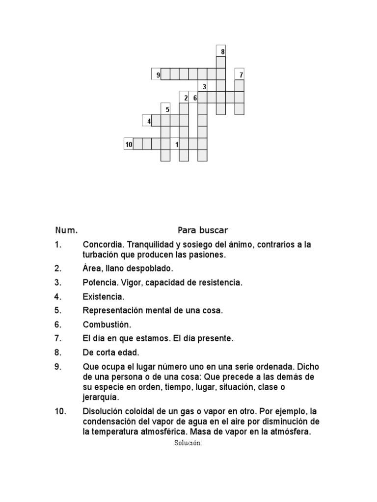 crucigramas | Fases de la materia | Química Física