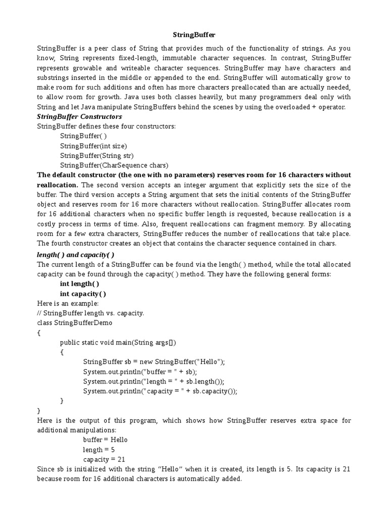 String Buffer Pdf String Computer Science Constructor Object Oriented Programming 7689