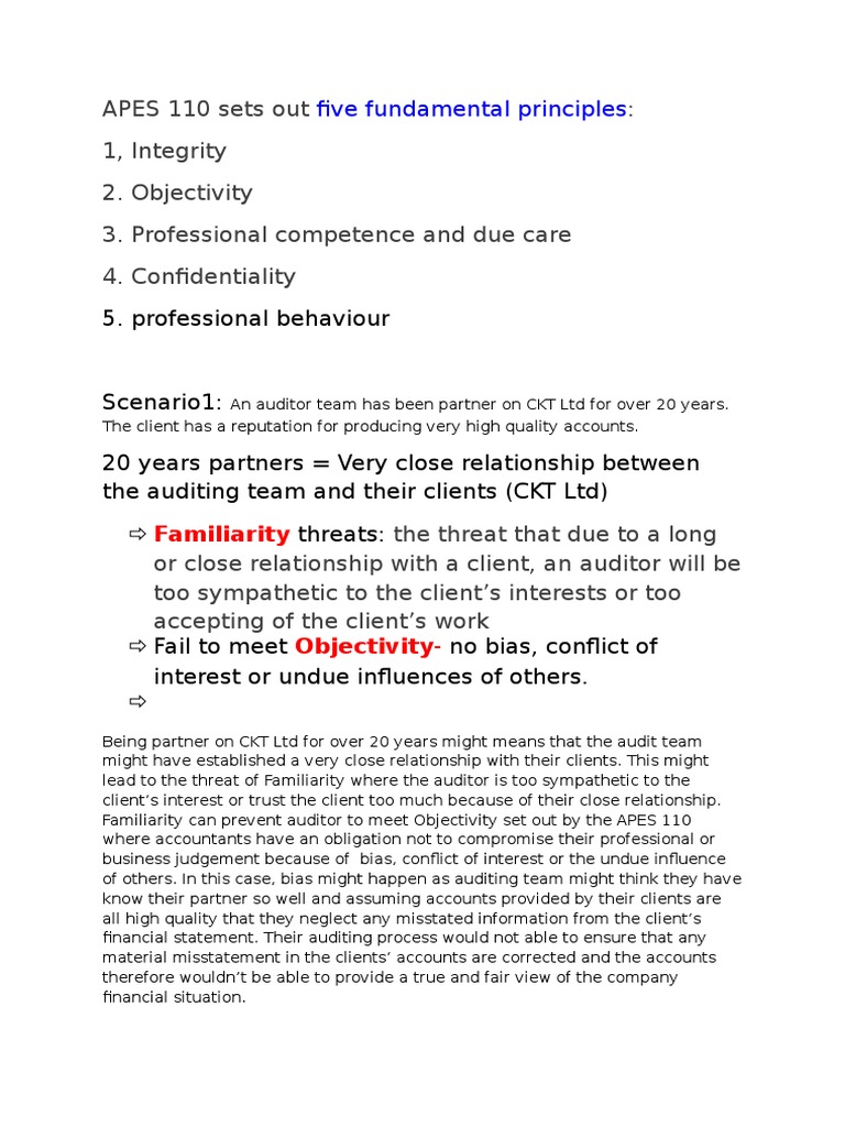 Professional Behaviour: Five Fundamental Principles | PDF | Audit ...