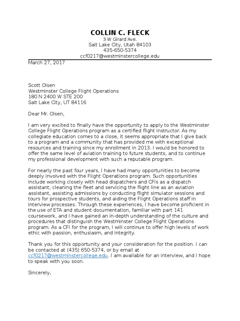 Application for Flight Instructor Position | PDF