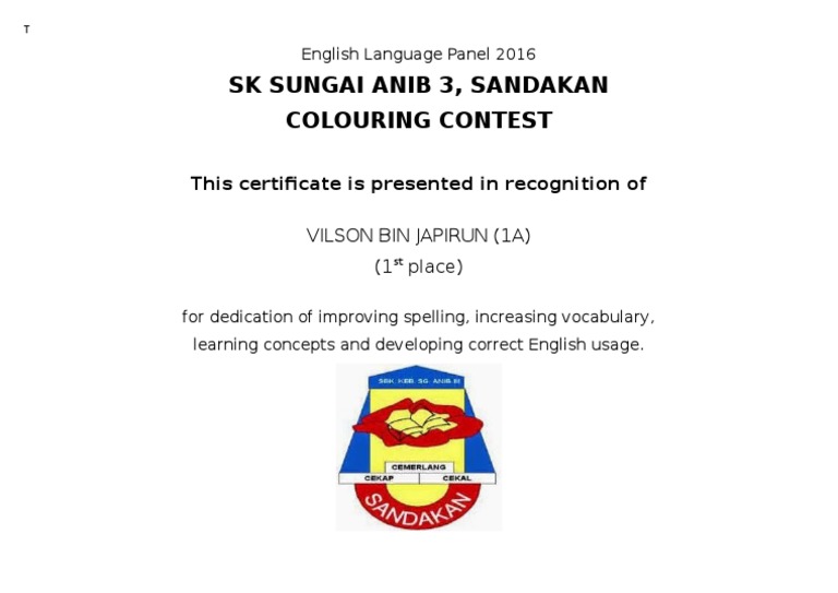 Certificate Colouring Contest | PDF